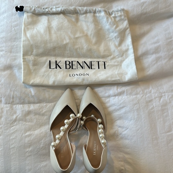 LK Bennett | Shoes | Lk Bennett Zelda Ivory Leather Pearl Trim Wedding ...